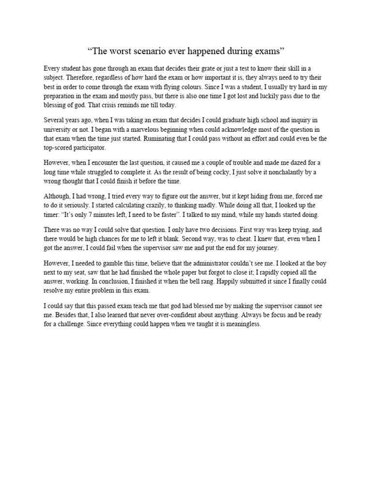 The Worst Scenario Ever Happened During Exams | PDF | Self-Improvement