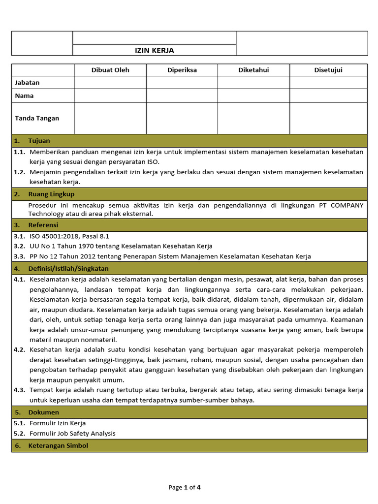 Contoh Form Ijin Kerja | PDF
