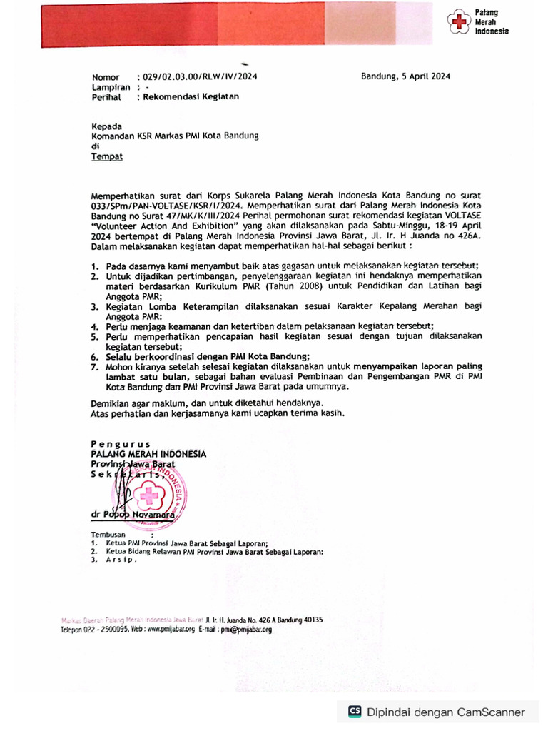 Surat Rekomendasi Pmi Provinsi | PDF