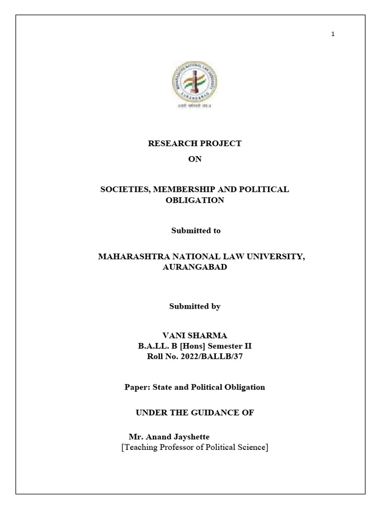 22 Ballb 37 Political Science Project | PDF | Social Contract | State ...