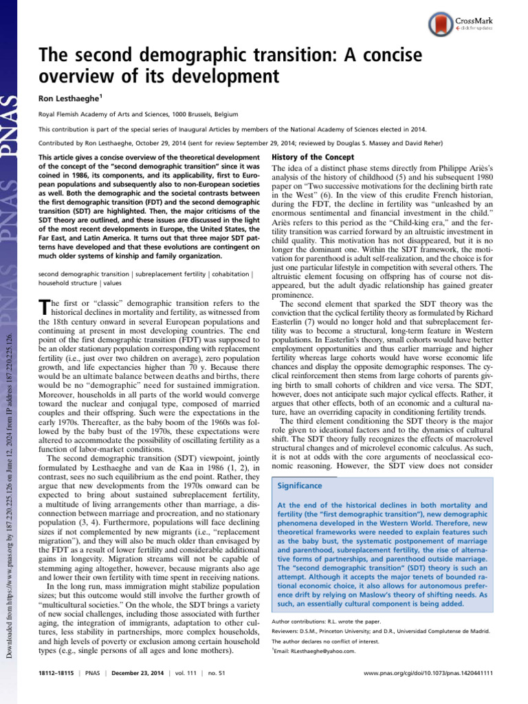 Second Demographic Transition Overview | PDF | Cohabitation | Marriage