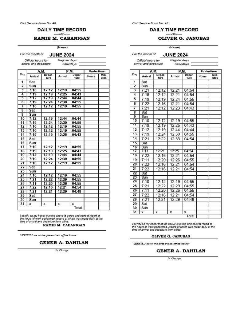 Appendix 24 - Daily Time Record (DTR) | PDF