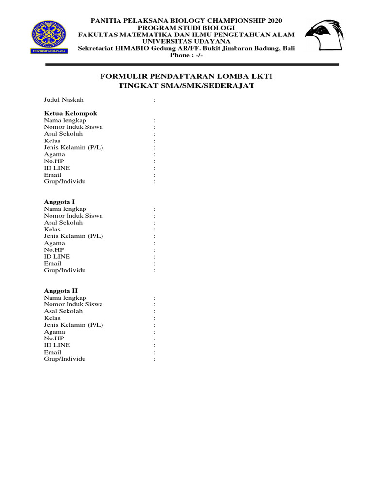 Form Pendaftaran Lkti-Poster Sma Dan MHS | PDF | Ilmu Sosial ...