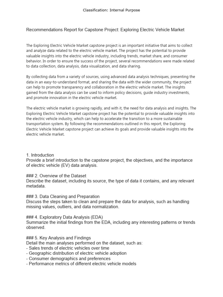 Recommendations Report For Capstone Project - Draft | PDF | Electric Vehicle | Data Analysis