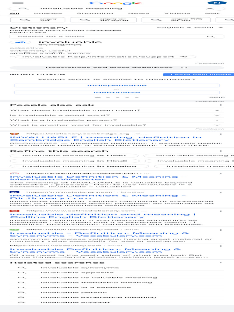Invaluable Meaning - Google Search | PDF | Dictionary | Lexicography