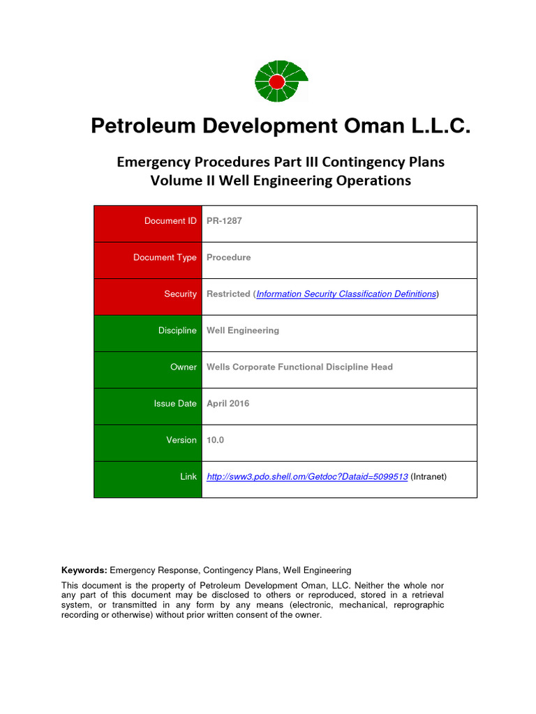 PR-1287 - Emergency Procedures Part III Contingency Plans, Vol II Well ...