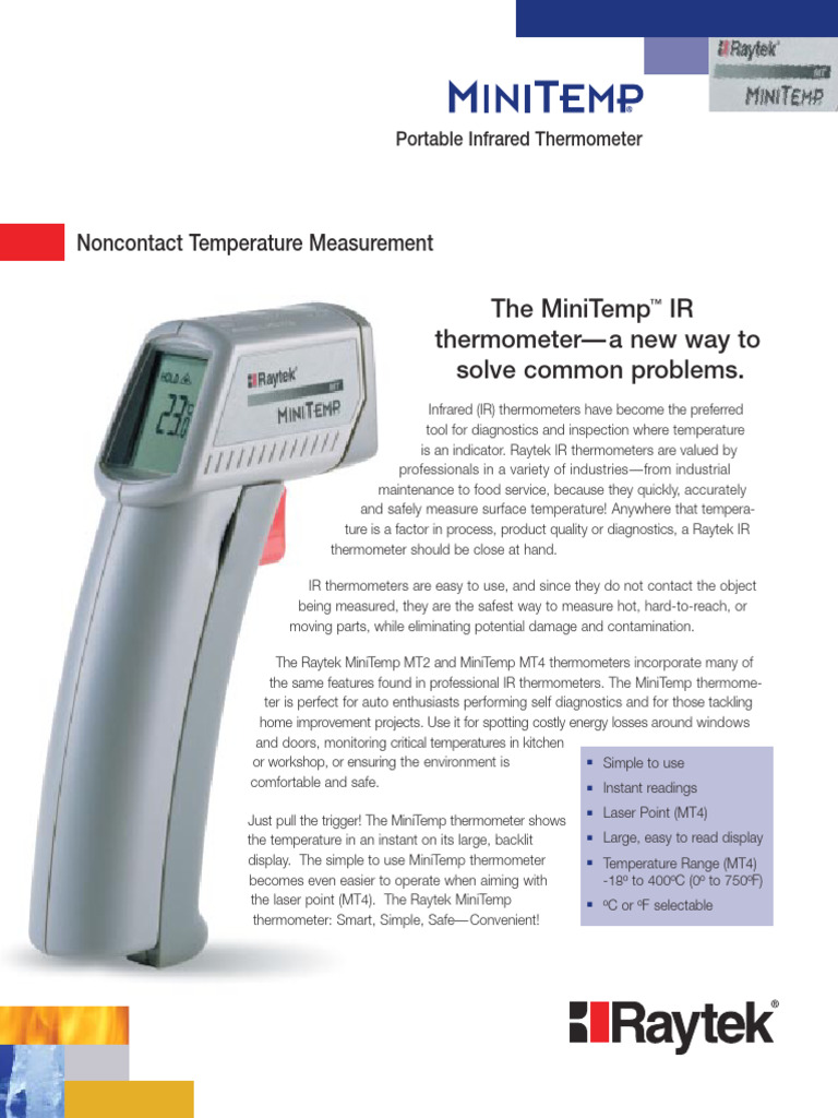 Raytek MT4 Infrared Thermometer | PDF | Thermometer | Equipment