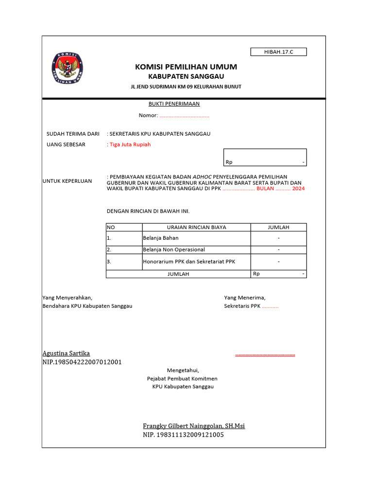 Hibah 17 Bukti Penerimaan Pilgub | PDF