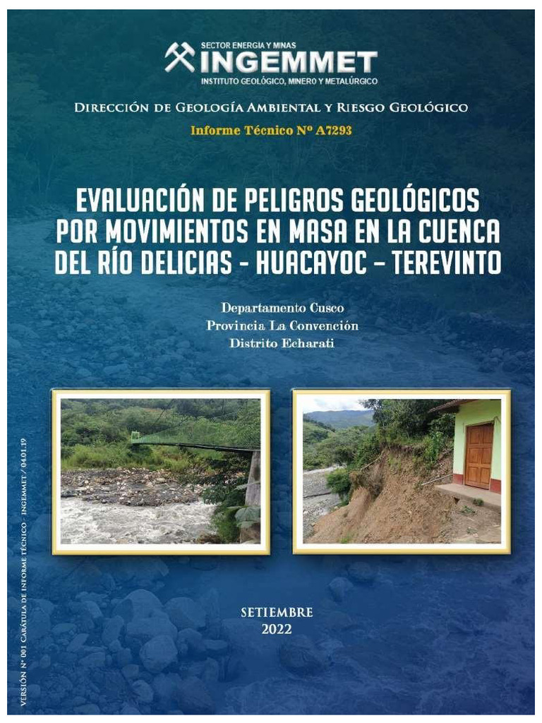 Evaluacion de Peligros Geologicos Por Movimientos en Masa en La Cuenca ...