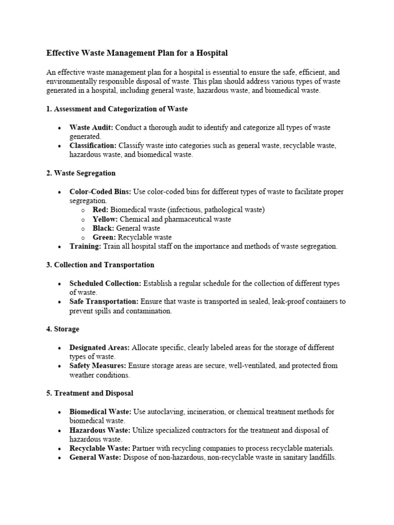 Hospital Waste Management Plan Guide | PDF | Waste | Waste Management