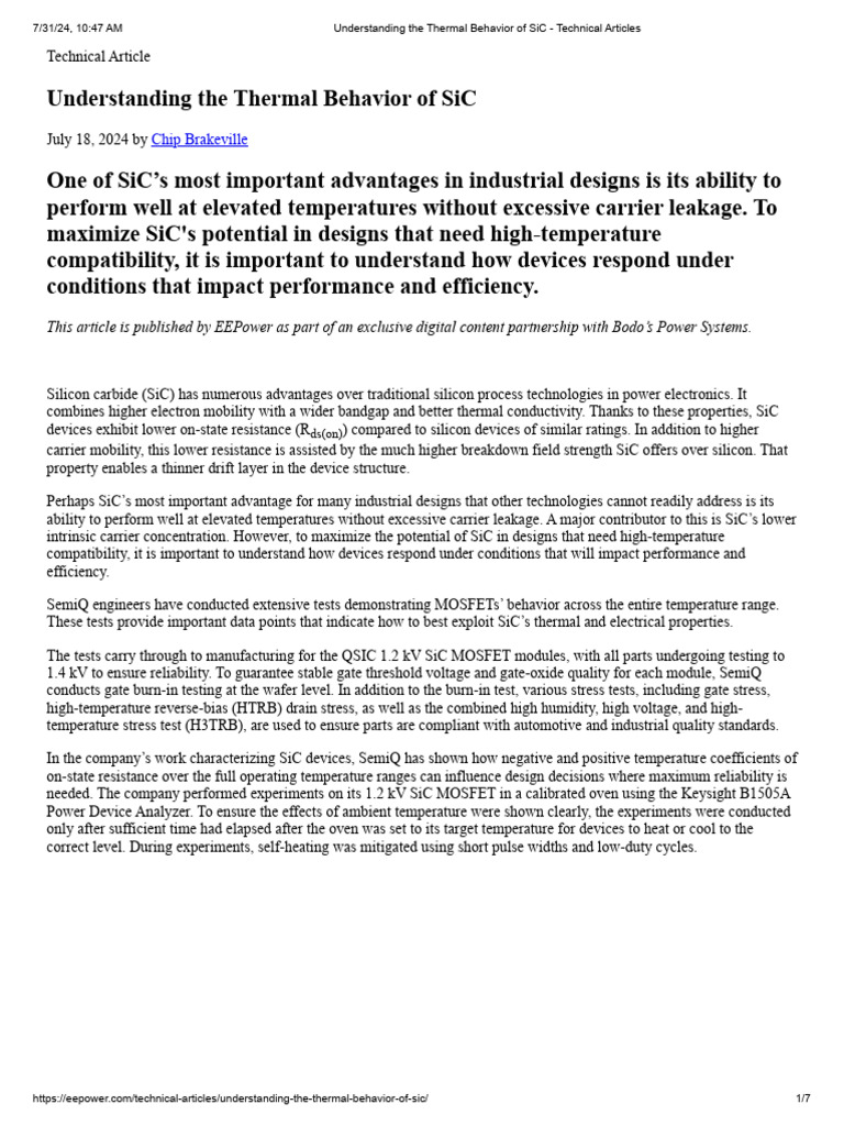 Understanding The Thermal Behavior of SiC | PDF | Mosfet | Diode