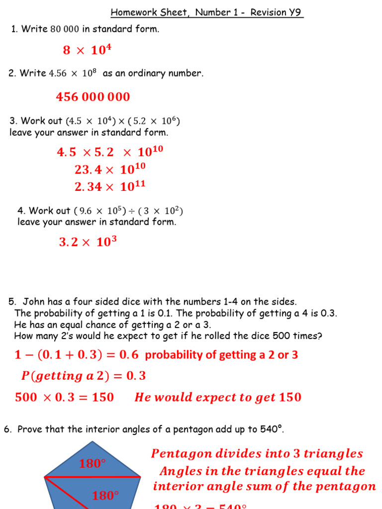 Year 9 Math Revision Sheet | PDF | Mathematics