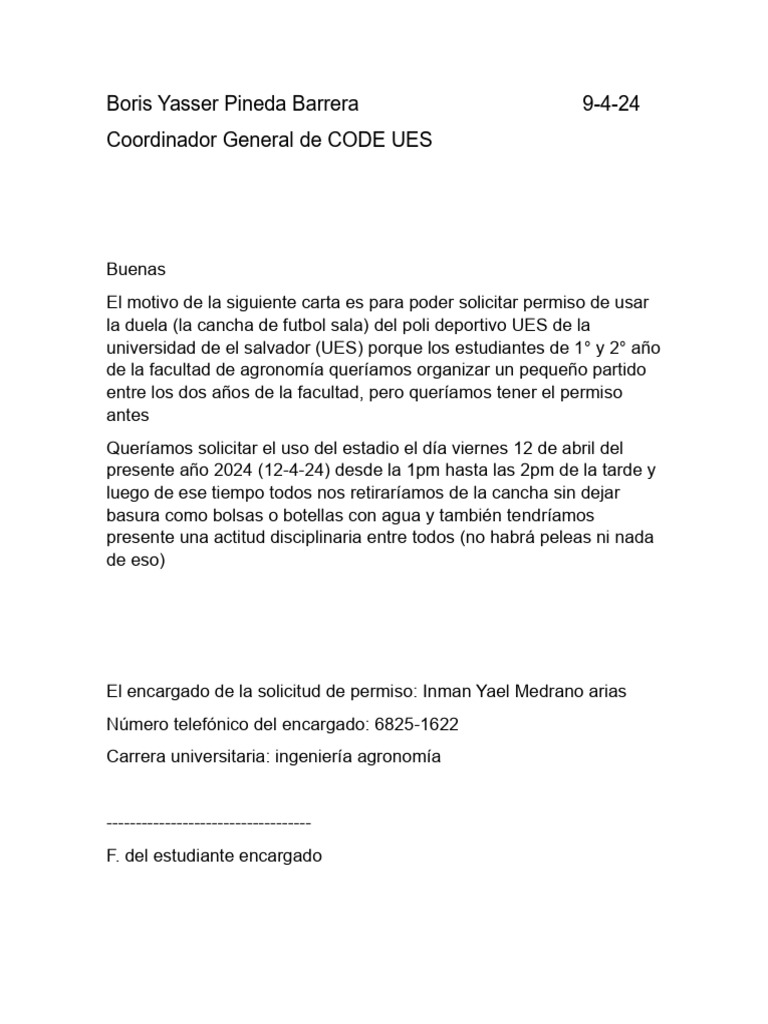Carta de La UES | PDF