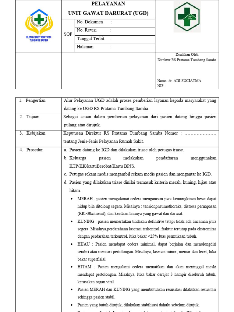 Sop Pelayanan Ugd | PDF