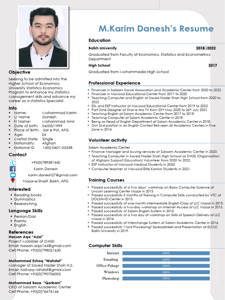 Danesh CV For Finance Position | PDF