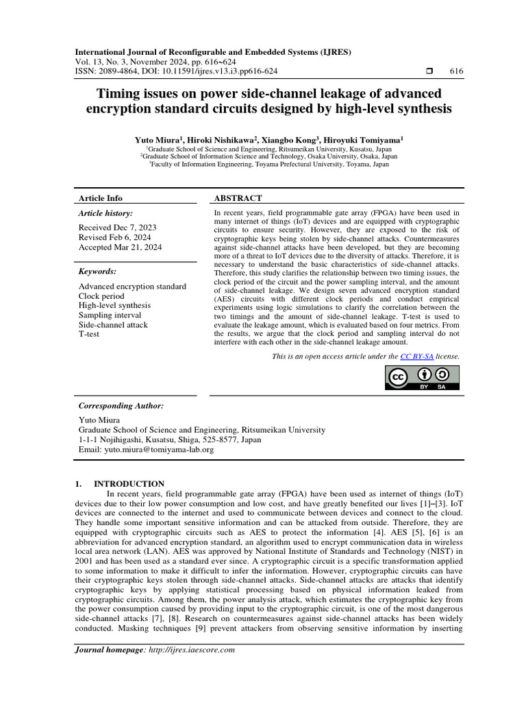 Timing Issues On Power Side-Channel Leakage of Advanced Encryption ...