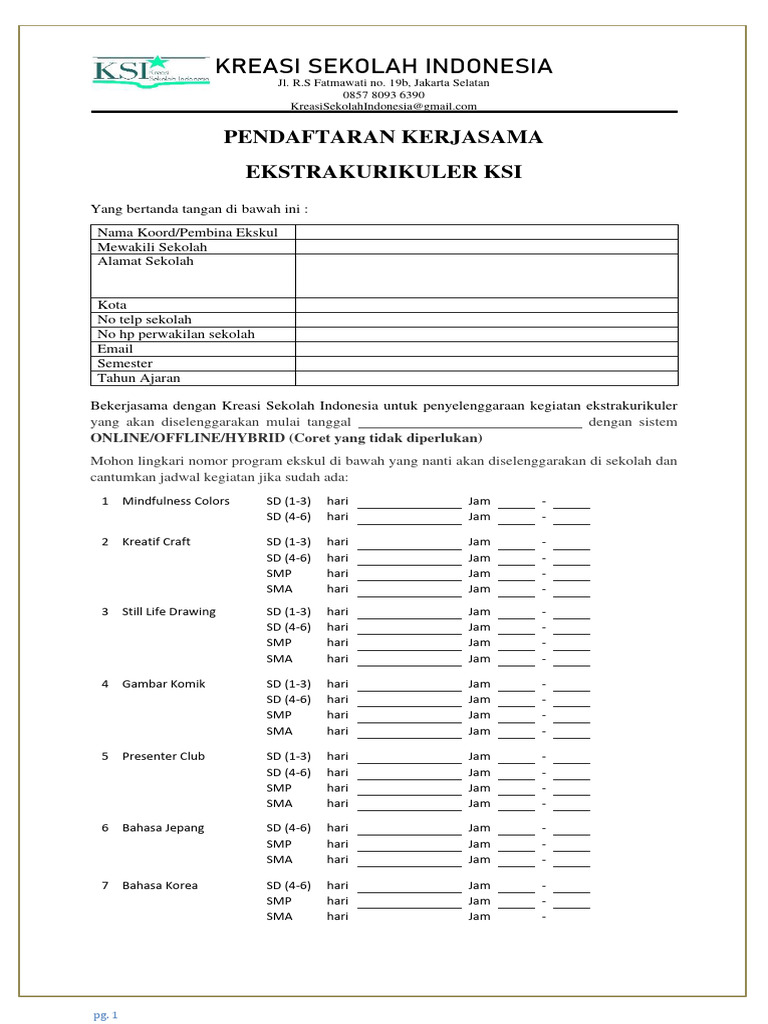 Registrasi KSI Ekstra 2023 | PDF