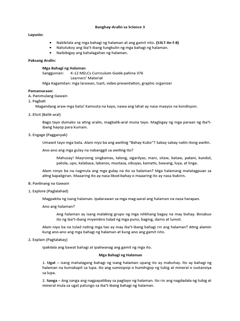 COT1 Lesson Plan in Science 3 | PDF