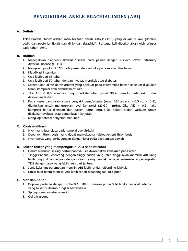 Cara Pengukuran ABI | PDF