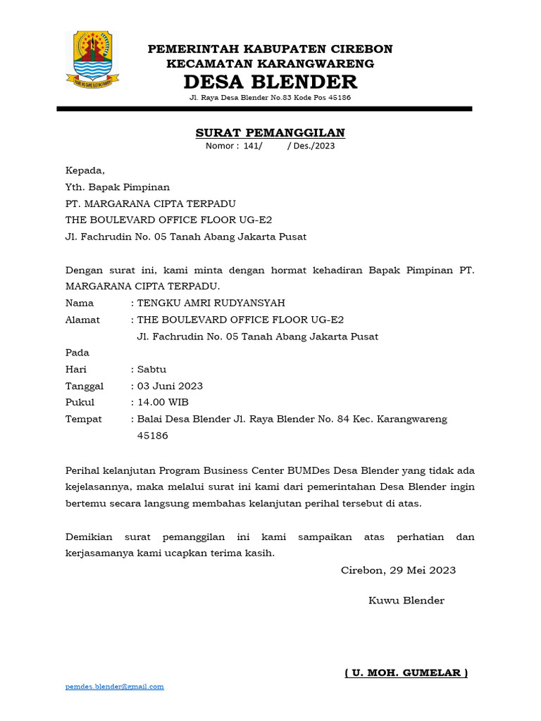 Surat Pemanggilan | PDF