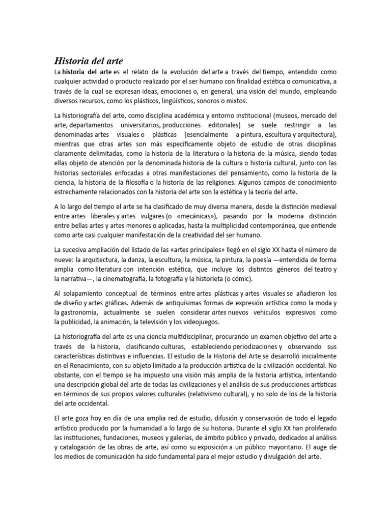 Evolución y estudio del arte humano | PDF | Las artes | Educación en ...