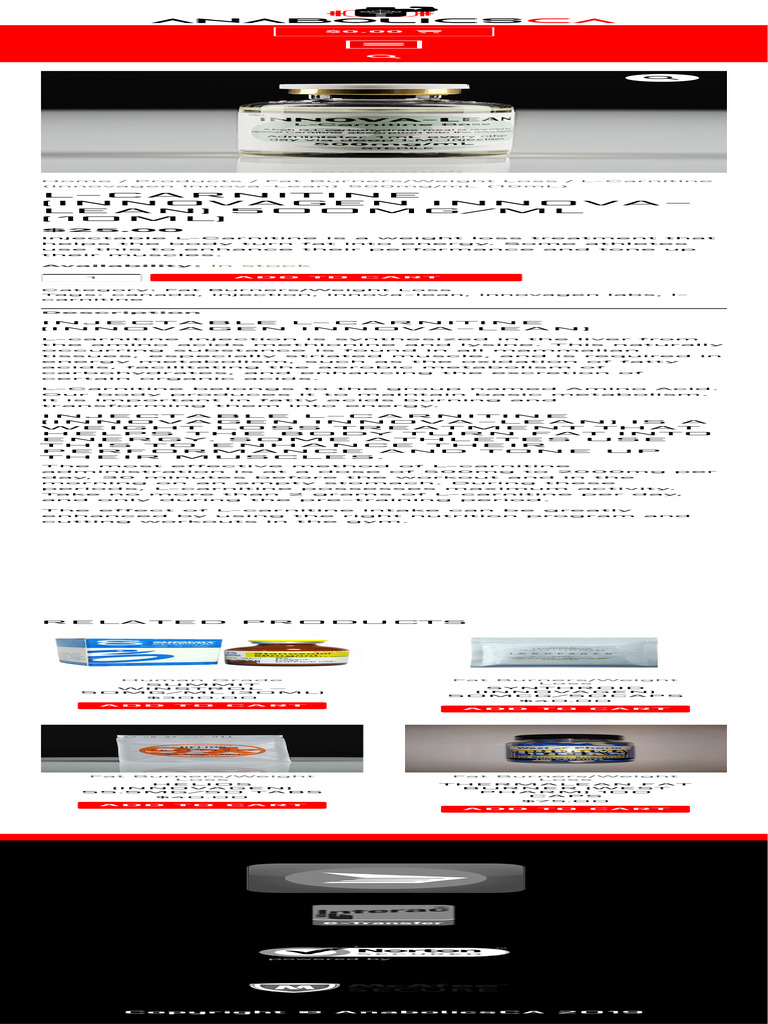 L-Carnitine (Innovagen) 500mgmL (10mL) - Anabolics Canada | PDF ...