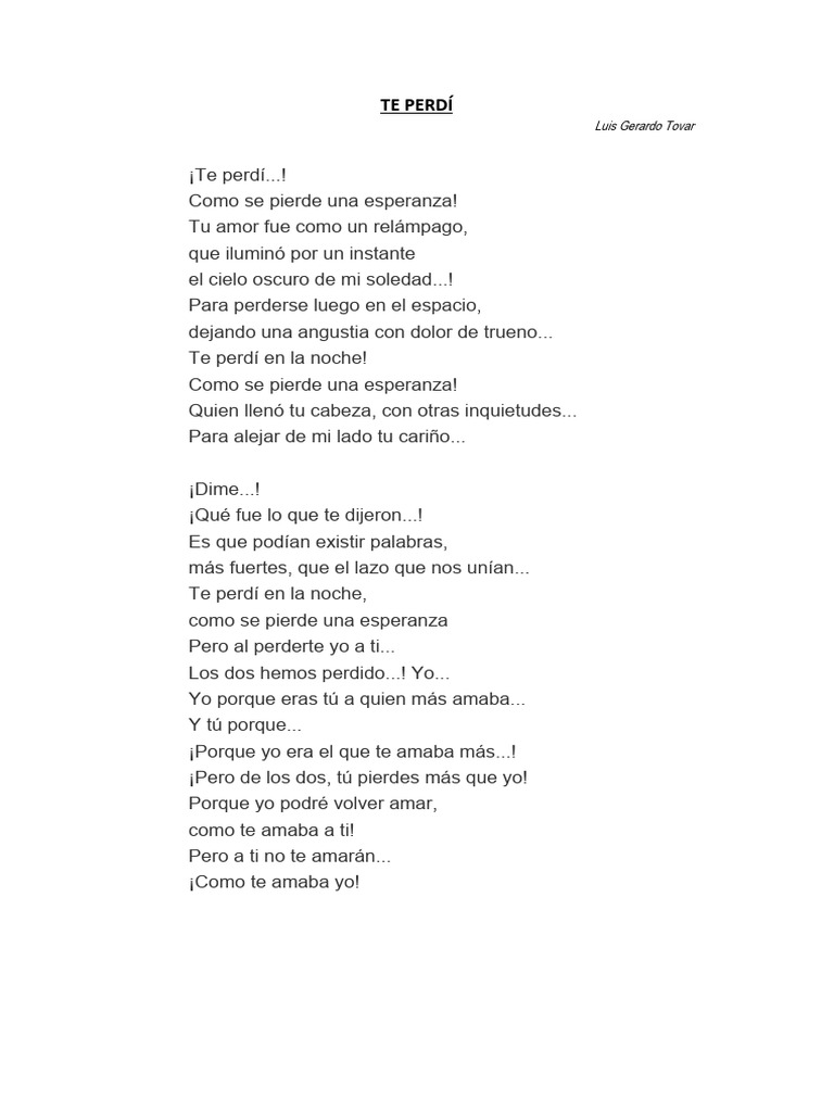 Te Perdí | PDF