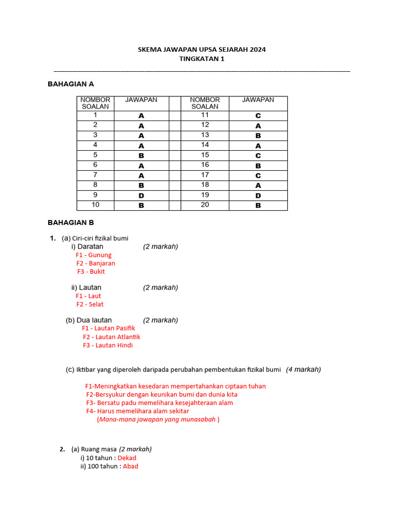 Skema Upsa Sej Ting1 | PDF