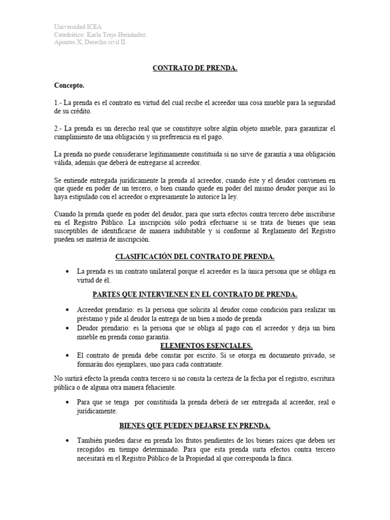 Contrato de Prenda | PDF | Pagos | Derecho empresarial
