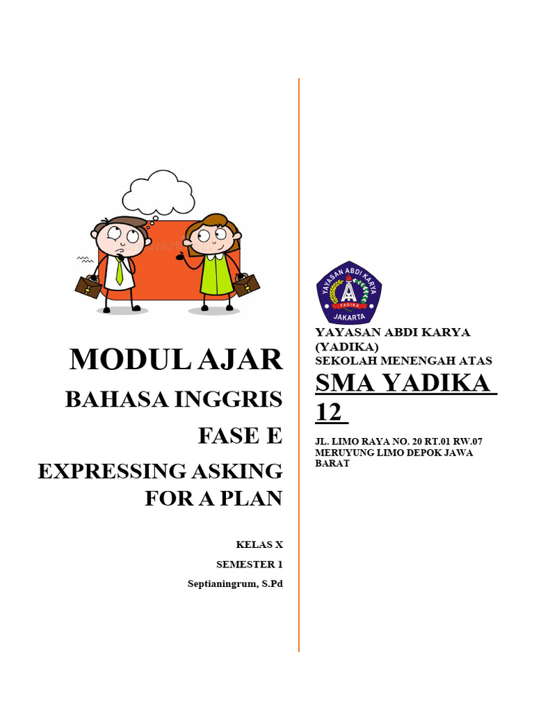 Modul Ajar - Expressing Asking For A Plan | PDF
