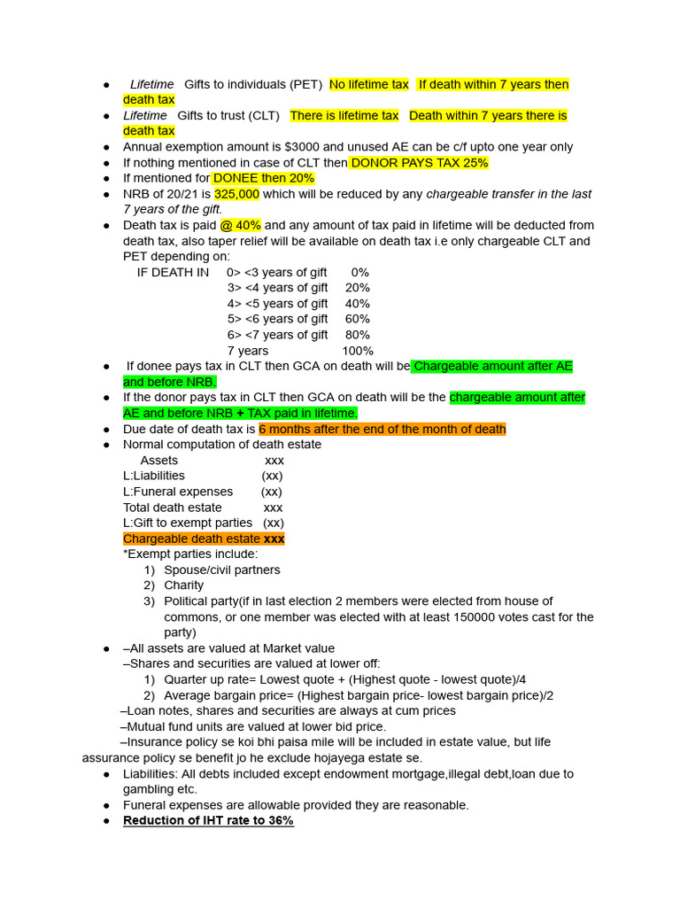 Inheritance Tax - ACCA ATX-UK | PDF | Estate Tax In The United States ...