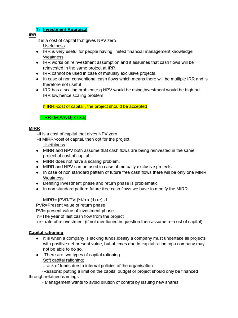 Summarized Notes of AFM-ACCA | PDF | Greeks (Finance) | Swap (Finance)