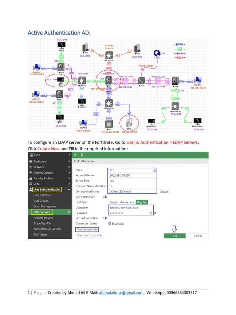 FortiGate LDAP Setup Guide | PDF | Internet Standards | Security Engineering