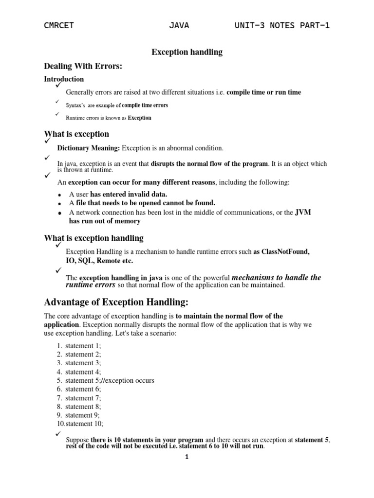 Java Exception Handling Part-1 | PDF | Class (Computer Programming ...
