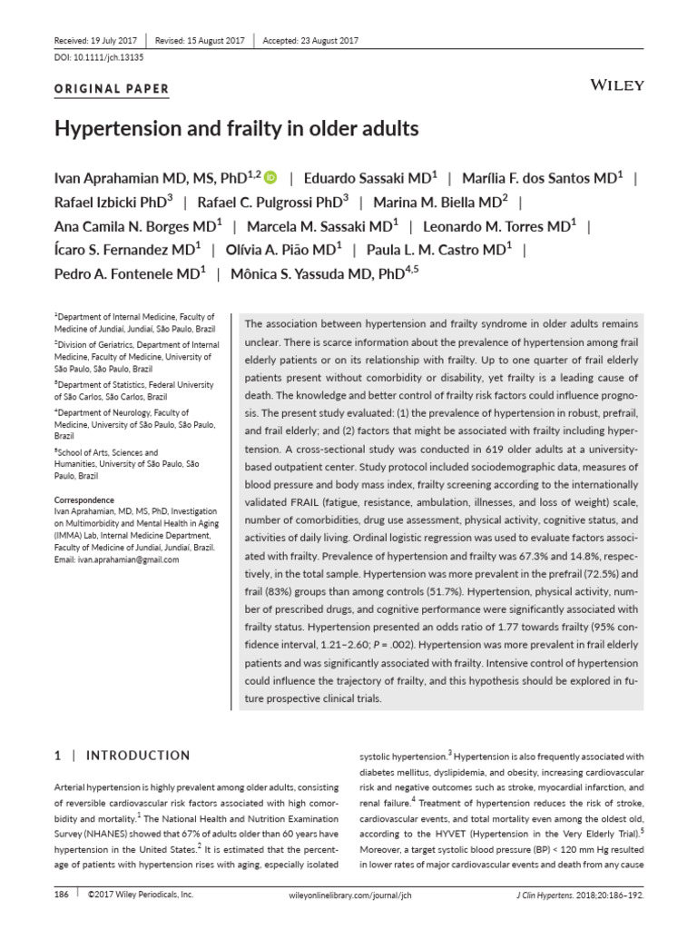 5 - Aprahamian I - Hypertension and Frailty in Older Adults | PDF ...