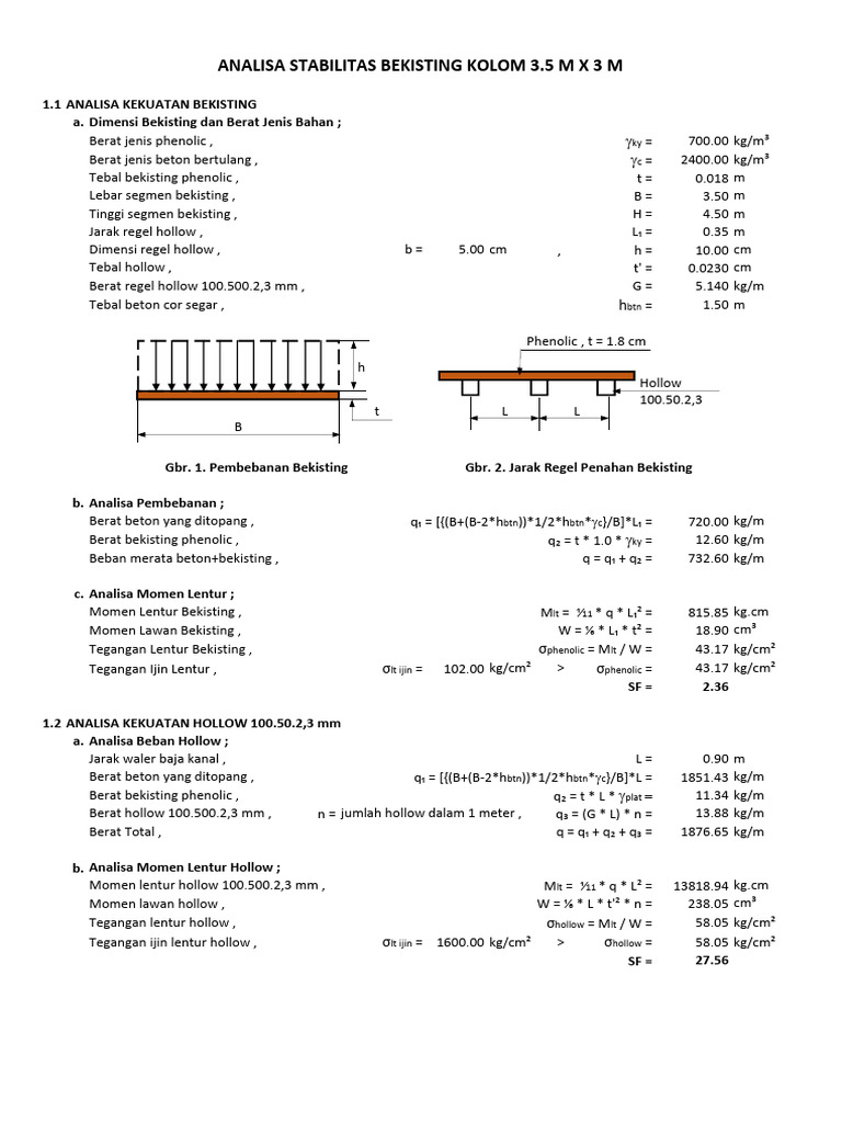 Perhitungan Bekisting Hollow | PDF