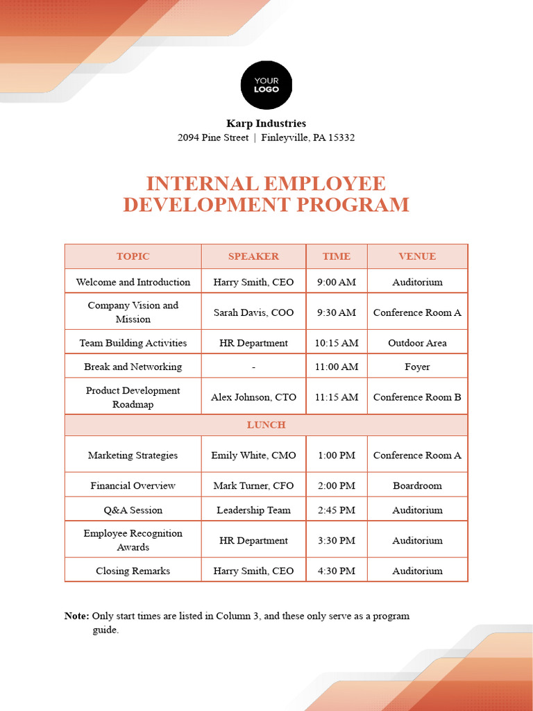 Internal Program Template | PDF
