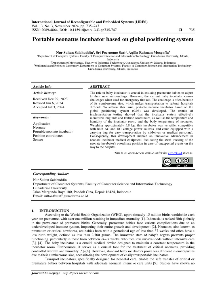 Portable Neonatus Incubator Based On Global Positioning System | PDF ...