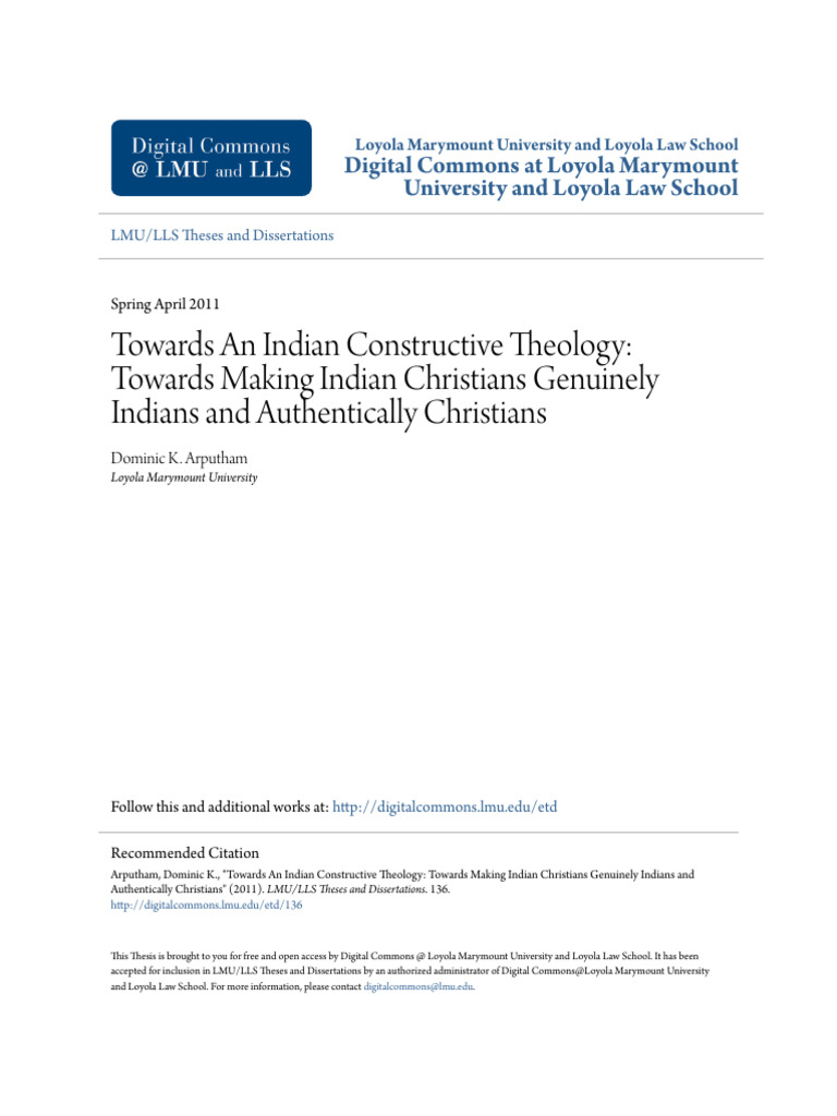 Towards An Indian Constructive Theology - Towards Making Indian CH ...