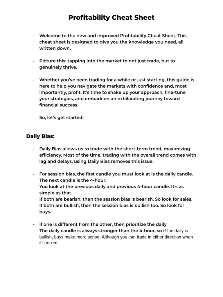 FOREX Profitability Cheat Sheet | PDF | Market Trend | Private Sector