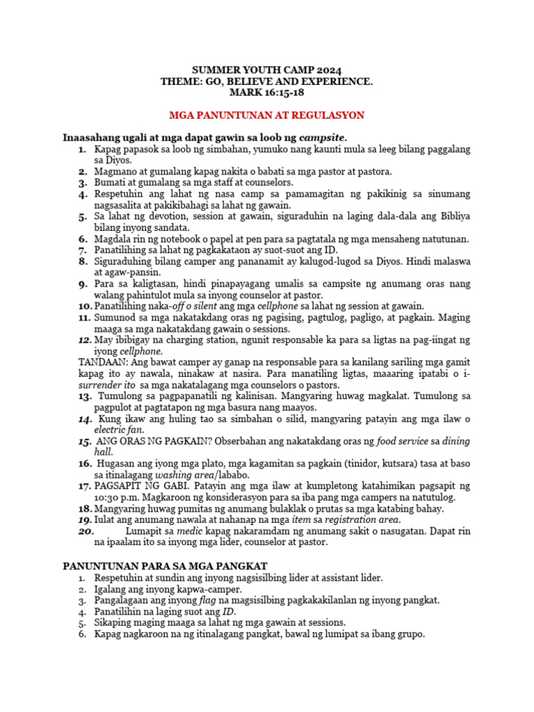 Mga Panuntunan at Regulasyon | PDF