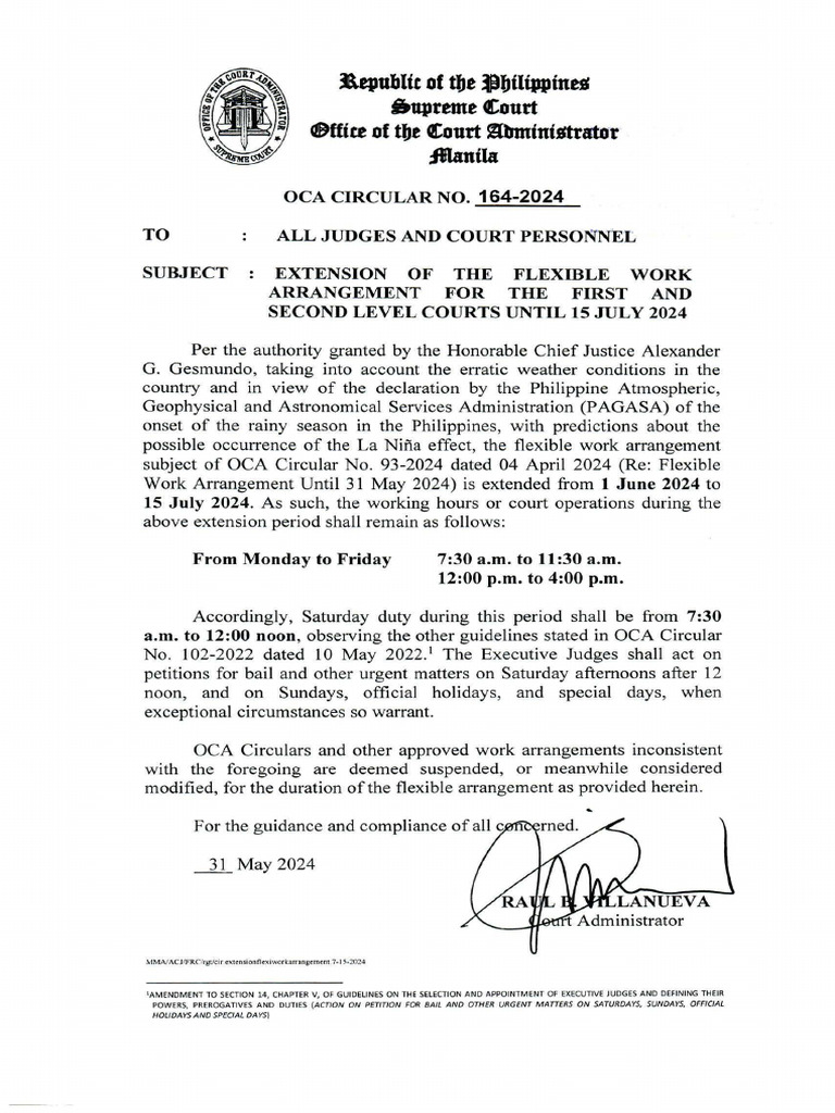 OCA Circular No. 164 2024 | PDF | Justice | Crime & Violence