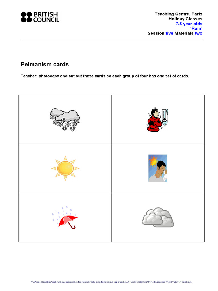 Session Five Materials 2 Pelmanism Cards | PDF