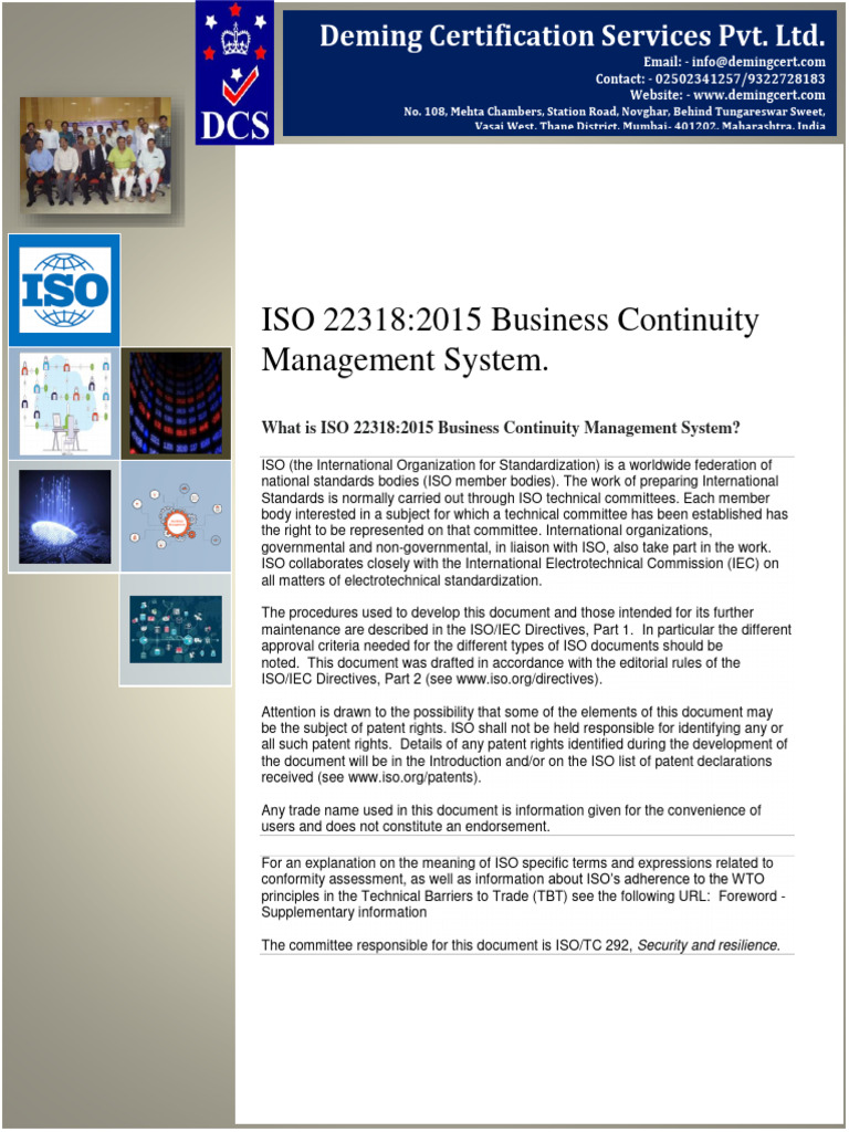ISO 22318:2015 Business Continuity Guide | PDF | Supply Chain | Risk