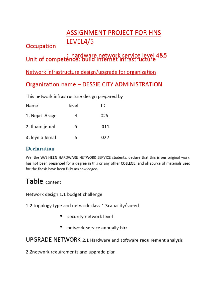 Assignment Project For Hns LEVEL4/5 | PDF | Computer Network | Network Switch