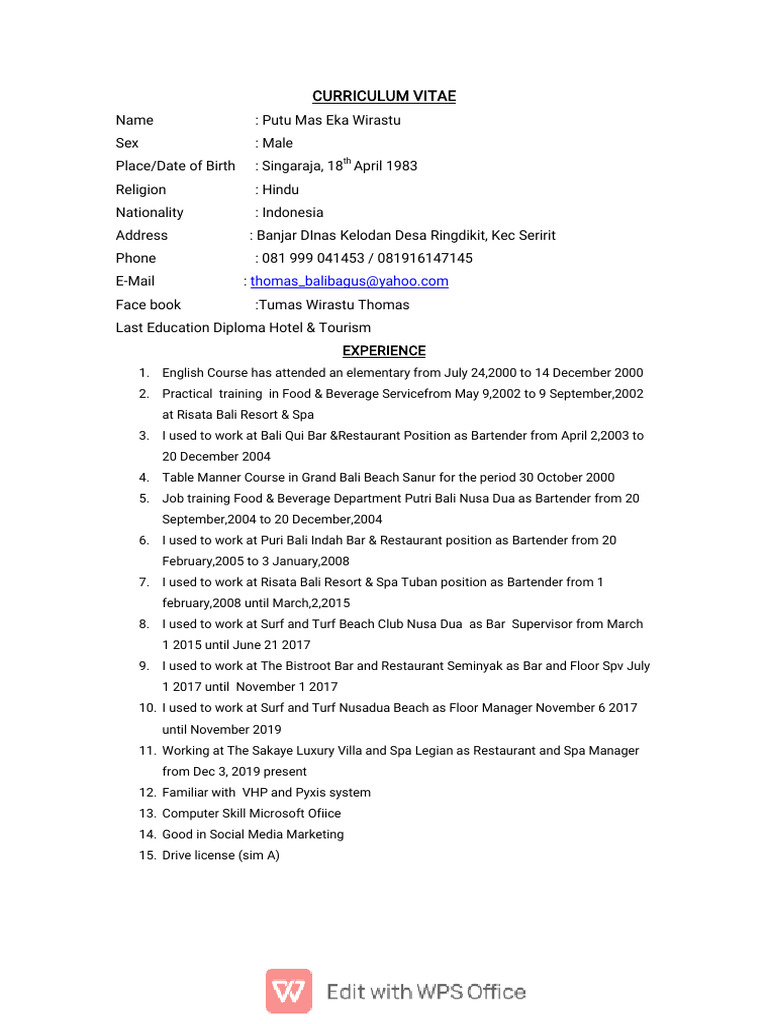 Application Letter Hatch Uluwatu Bali | PDF | Bali