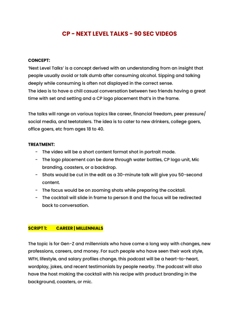 CP - Next Level Talks Scripts | PDF