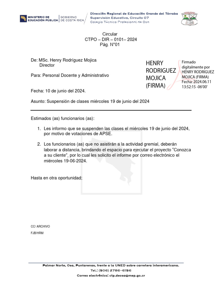 Circular Ctpo - Dir - 0101 - 2024 | PDF