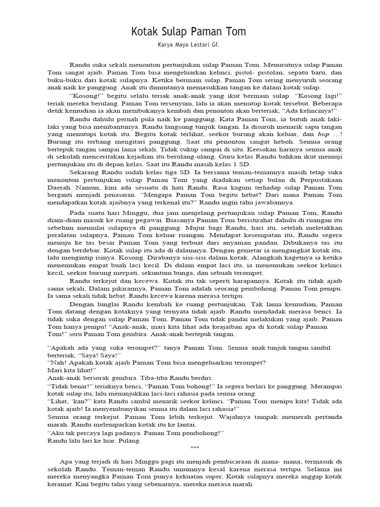 Kotak Sulap Paman Tom | PDF