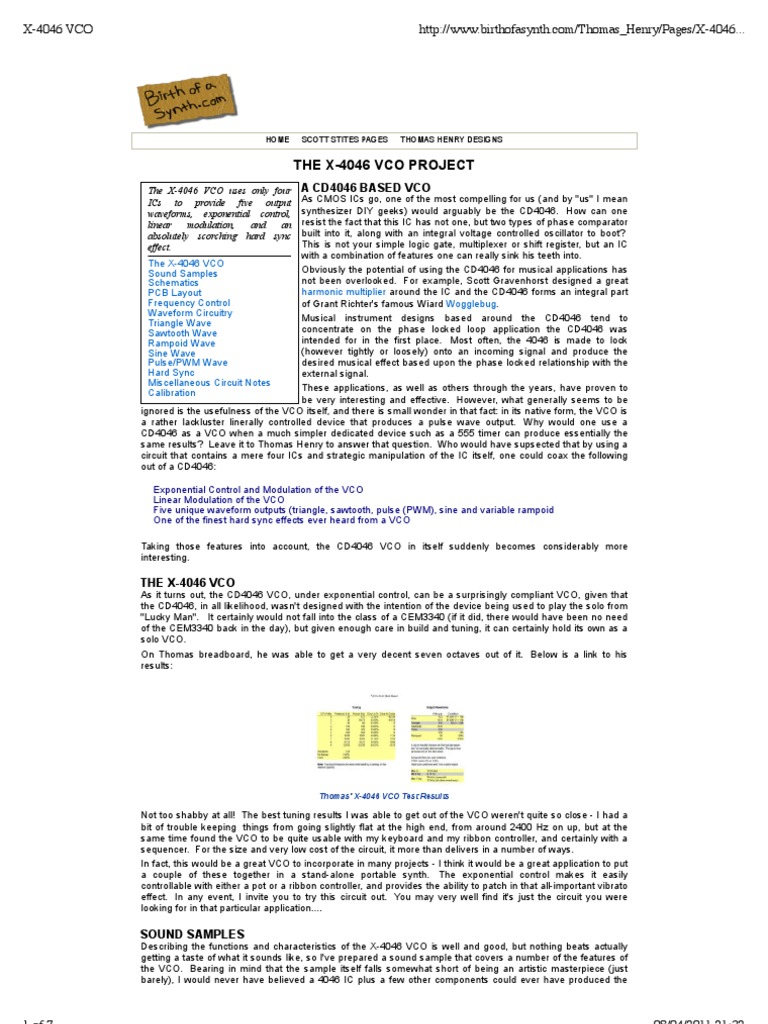 Preview of "X-4046 VCO" | PDF | Printed Circuit Board | Amplifier